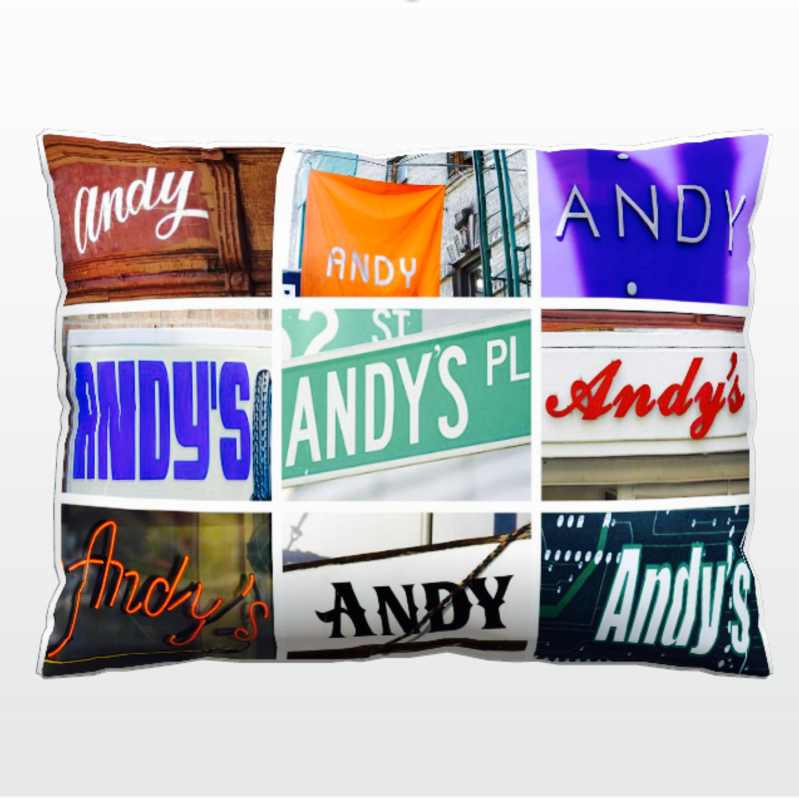 Personalized Pillow featuring the name ANDY in photos of actual signs ...