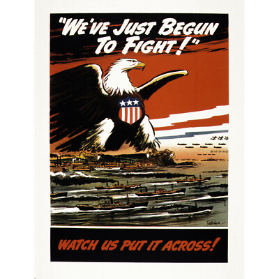 PROPAGANDA WAR WWII USA AMERICAN EAGLE NAVY AIR FORCE ART PRINT ...