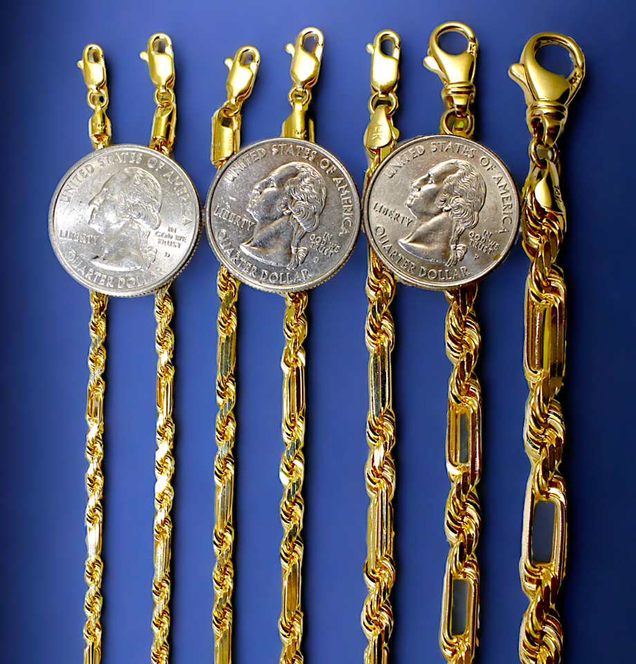 14K Yellow Gold SOLID Milano Figaro Rope Chain Necklace Diamond Cut ...