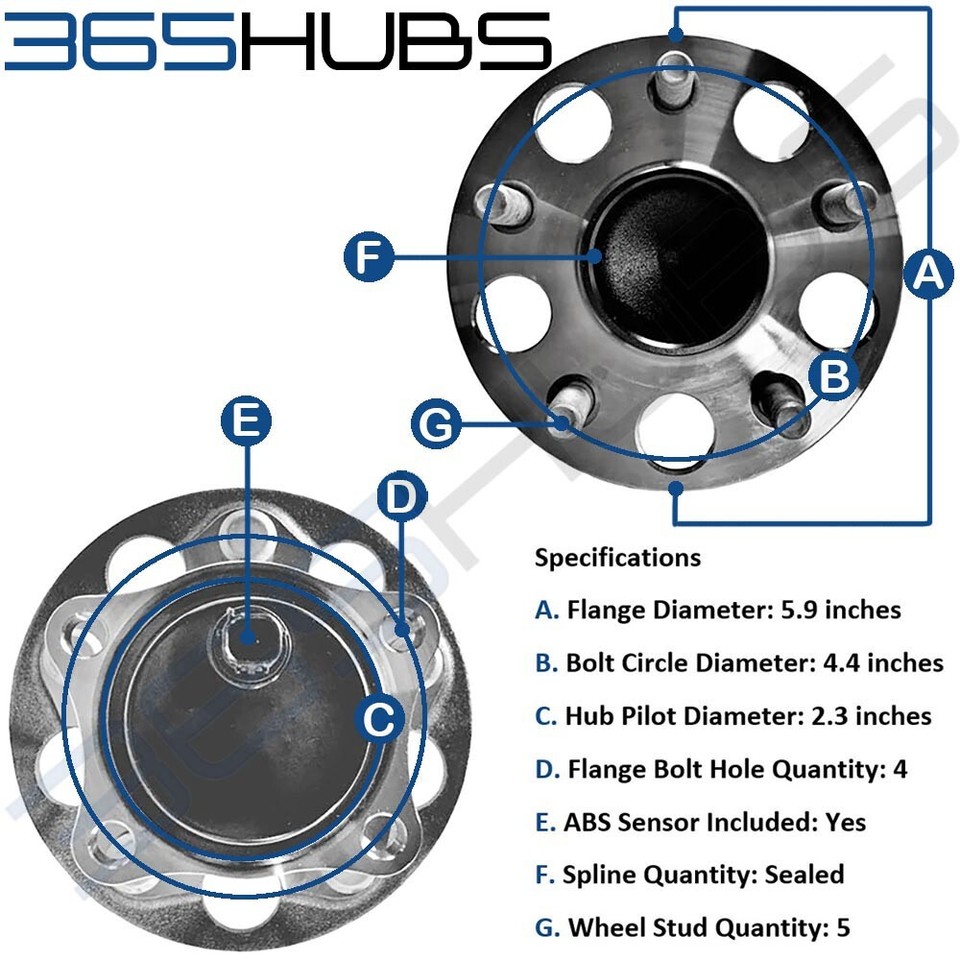 Rear Wheel Bearing Hub Assembly for 2018-2024 Toyota Camry 512644 ...