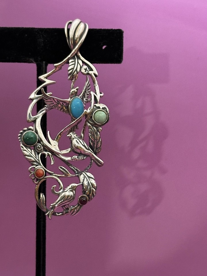 NIB Enhancer Pendant, Spring Birds Gemstones, C Pollack American West ...