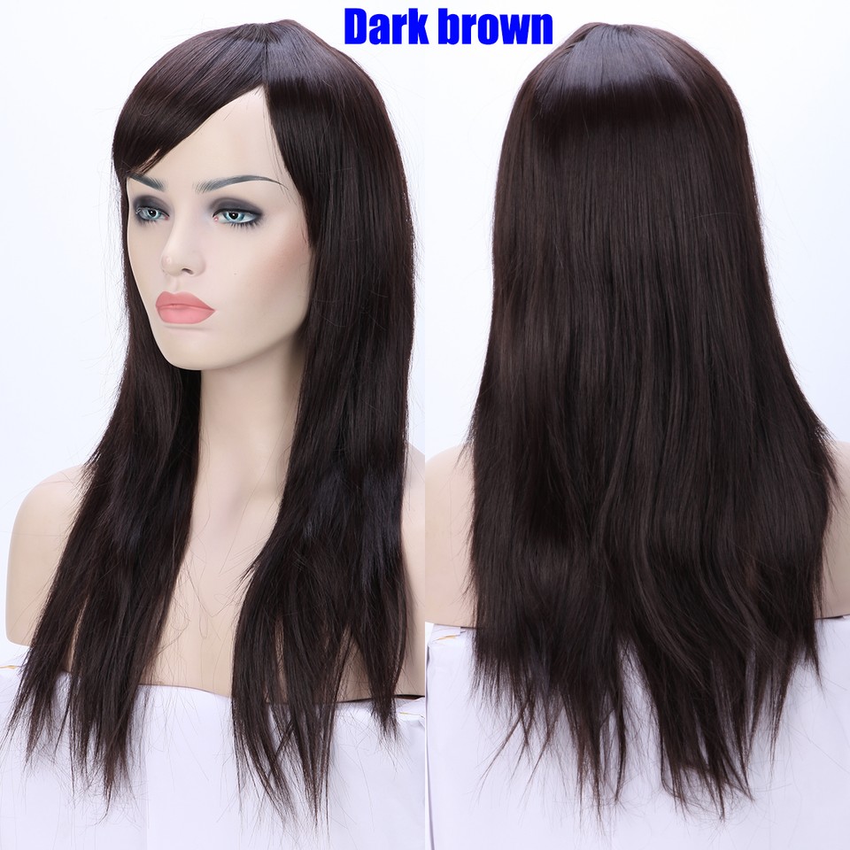US stock long straight wavy cosplay wig full wigs costume party heat ...