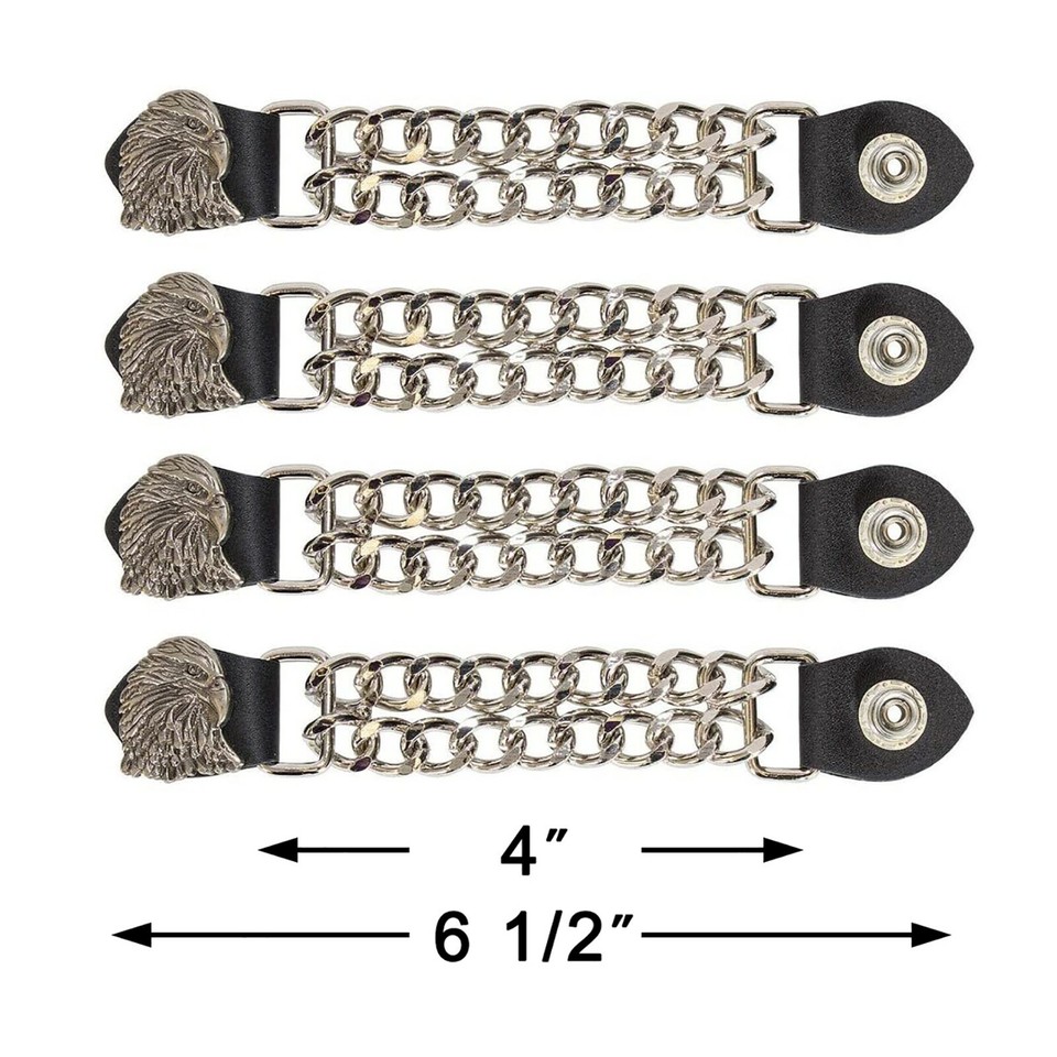 Eagle Leather Motorcycle Vest Extenders for Men Biker Double Chrome ...