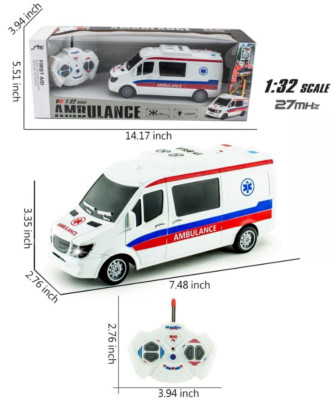 1:32 Scale Remote Control Ambulance Toy - 27MHz with Lights & Realistic ...