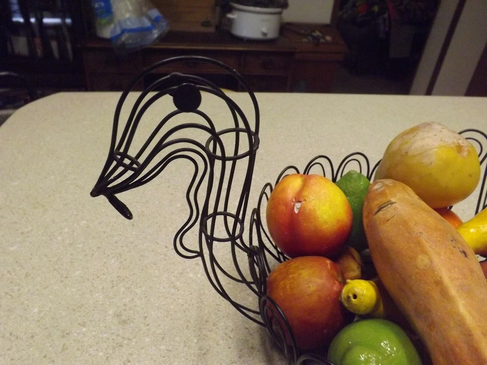 Rustic Wire Turkey w. Vegies Fruit Flower Basket Centerpiece Holiday ...