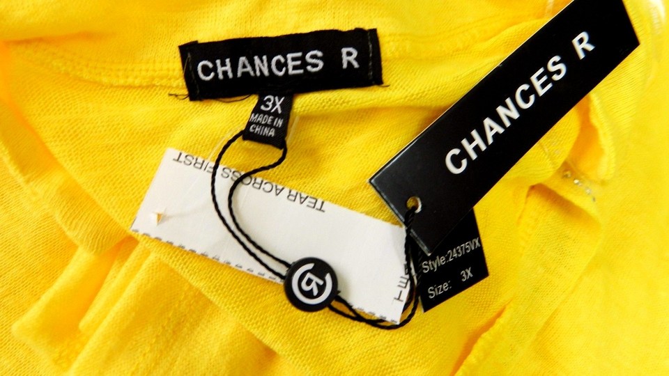 Chances R Women Plus Size 2x 3x Hi Lo Burnout Yellow Beaded Swing Top ...