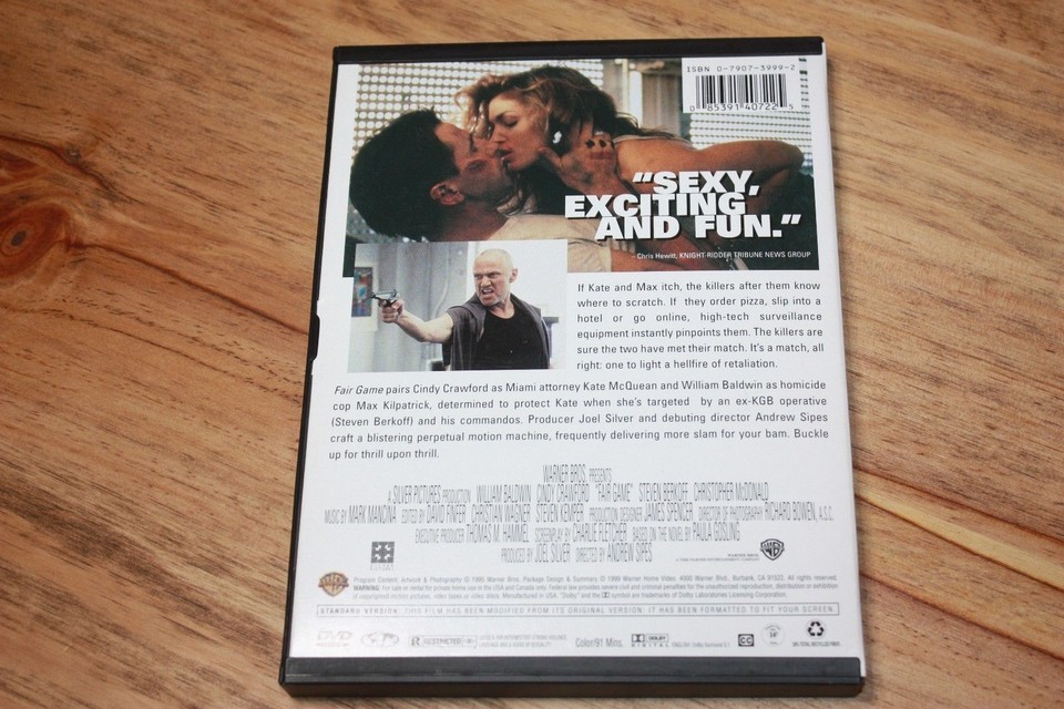 FAIR GAME (DVD, 1999) CINDY CRAWFORD, WILLIAM BALDWIN, SHIPS FAST ...