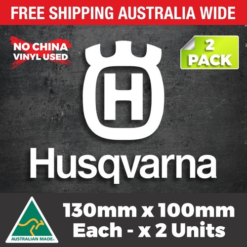 2 x HUSQVARNA Premium Sticker Decal Motocross Lawn Mower Chainsaw Car ...