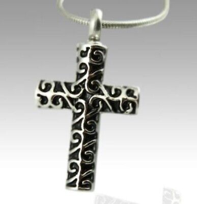 Curvy Cross Stainless Steel Funeral Cremation Urn Jewelry Pendant w ...