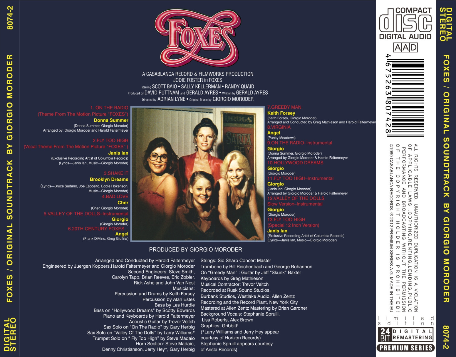 Foxes - Original Soundtrack 24 Bit Remastered IMPORT CD 1 Bonus Track ...