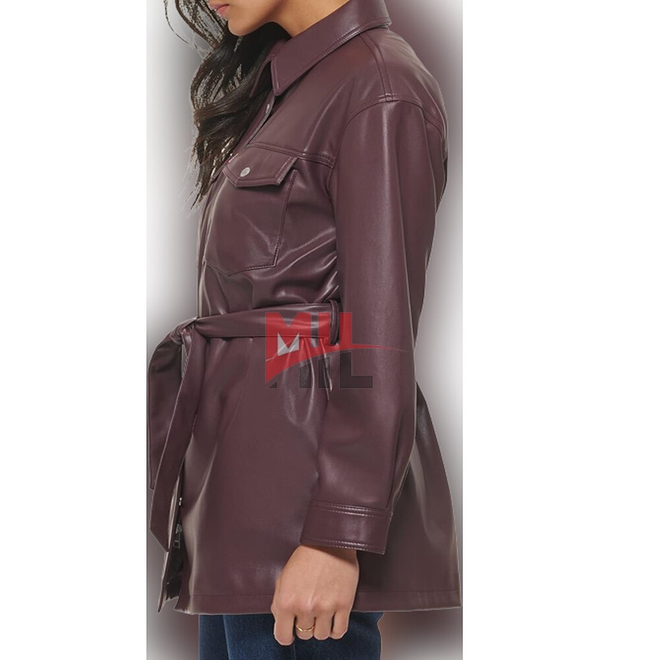 Handmade Women Dark Brown Genuine Leather Jacket, Button With Pocket ...