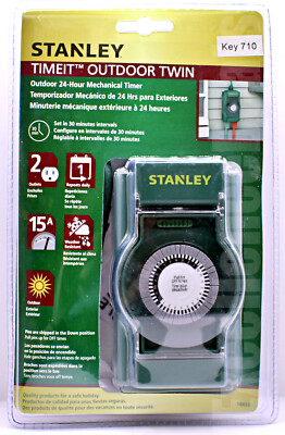 Stanley TimeIt Outdoor Twin 2-Outlet Grounded Mechanical 24 Hour Timer ...