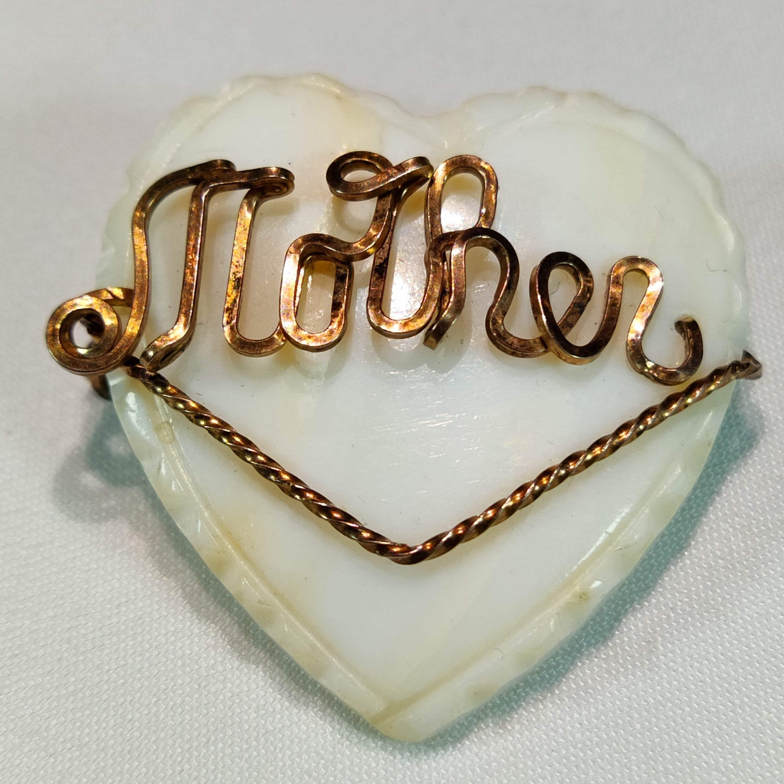 Vintage "Mother" Pin with Ivory and Gold Metal Wrappe… - Gem