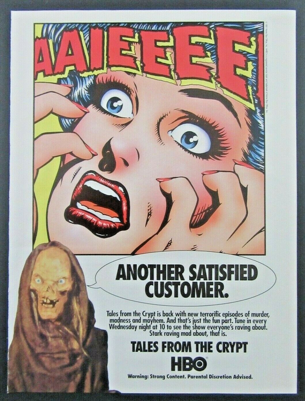 1991 HBO "TALES FROM THE CRYPT" Crypt Keeper Horror TV Show Magazine Ad ...