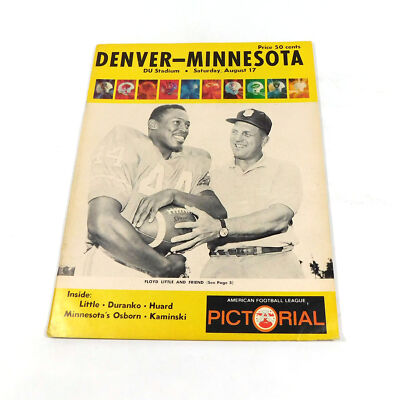 1968 Minnesota Vikings at Denver Broncos AFL Football Program 8-17-68 ...