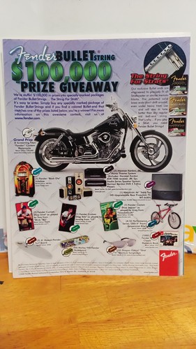 FENDER BULLET STRING GIVEAWAY HARLEY DAVIDSON 2000 GUITAR PRINT AD 11 X ...