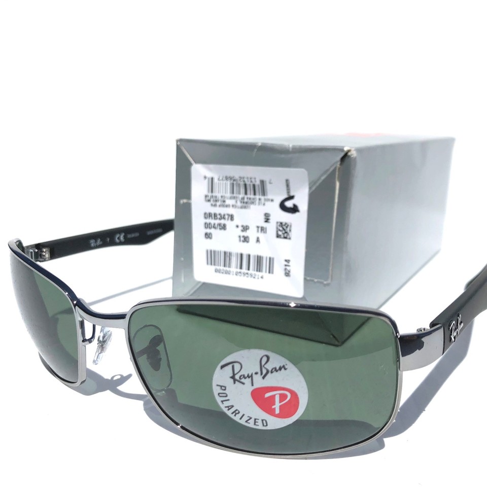 NEW* Ray Ban Gunmetal & Black w POLARIZED GREEN G15 Lens Sunglass ...