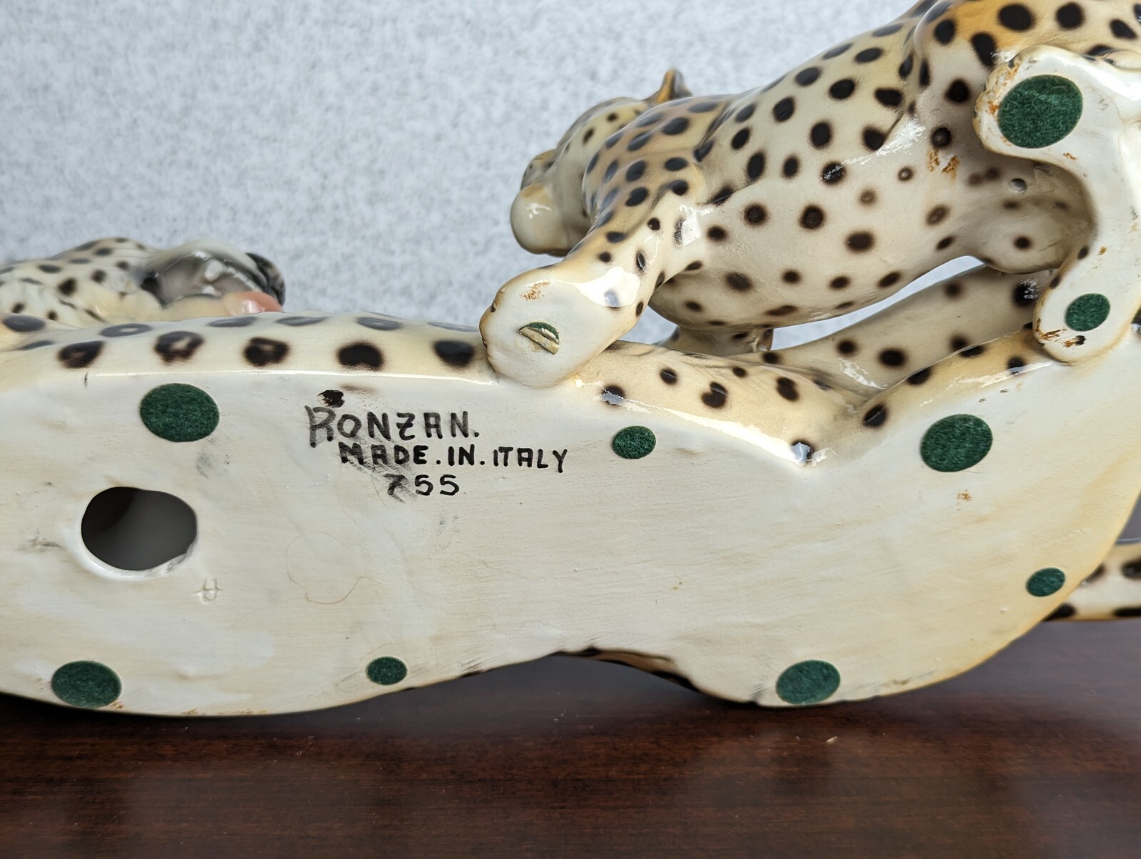Vintage Ronzan Leopard Figurine Resting Attacking Cub Statue Made in ...