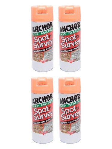 4 x Anchor Spot N Survey Marking Paint Aerosol Spray Orange Fluorescent ...