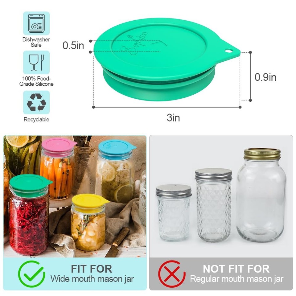 Silicone Fermenting Lids, Waterless Airlock Fermentation Tops Mason Jar ...
