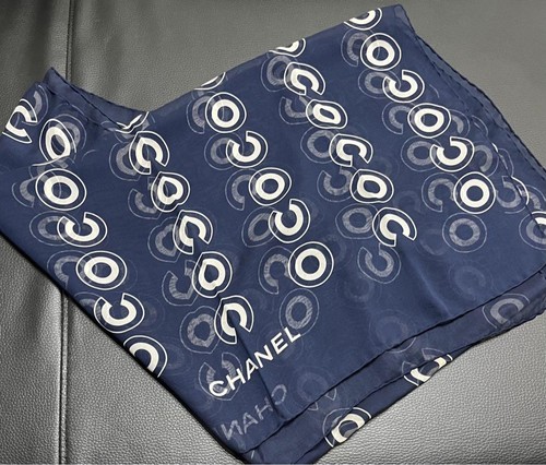 Chanel Long Scarf Rectangular Stole Coco Mark Logo Vintage Clothing ...