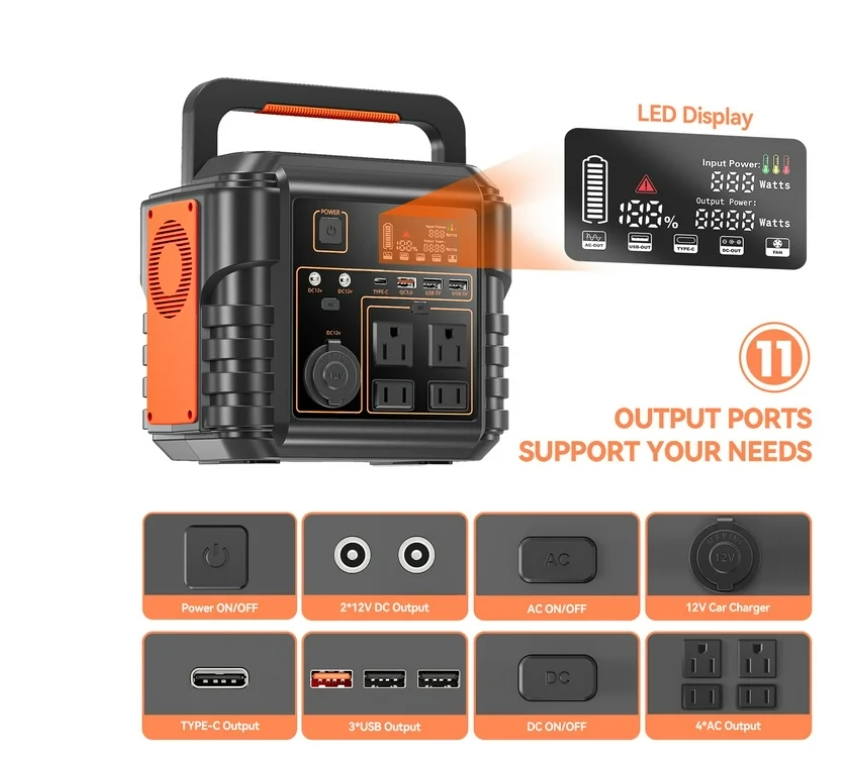 Portable Power Station 300W 288Wh Solar Generator Power Bank Backup ...