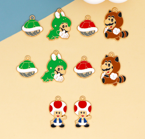 New 50 PCS Cartoon Mario Enamel Charms Metal Pendants DIY Jewelry A41 ...
