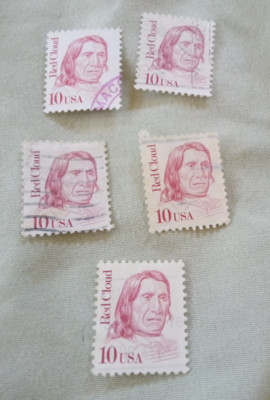 Lot Of Five Red Cloud 10¢ U.S.A. Canceled Postage Stamps | eBay