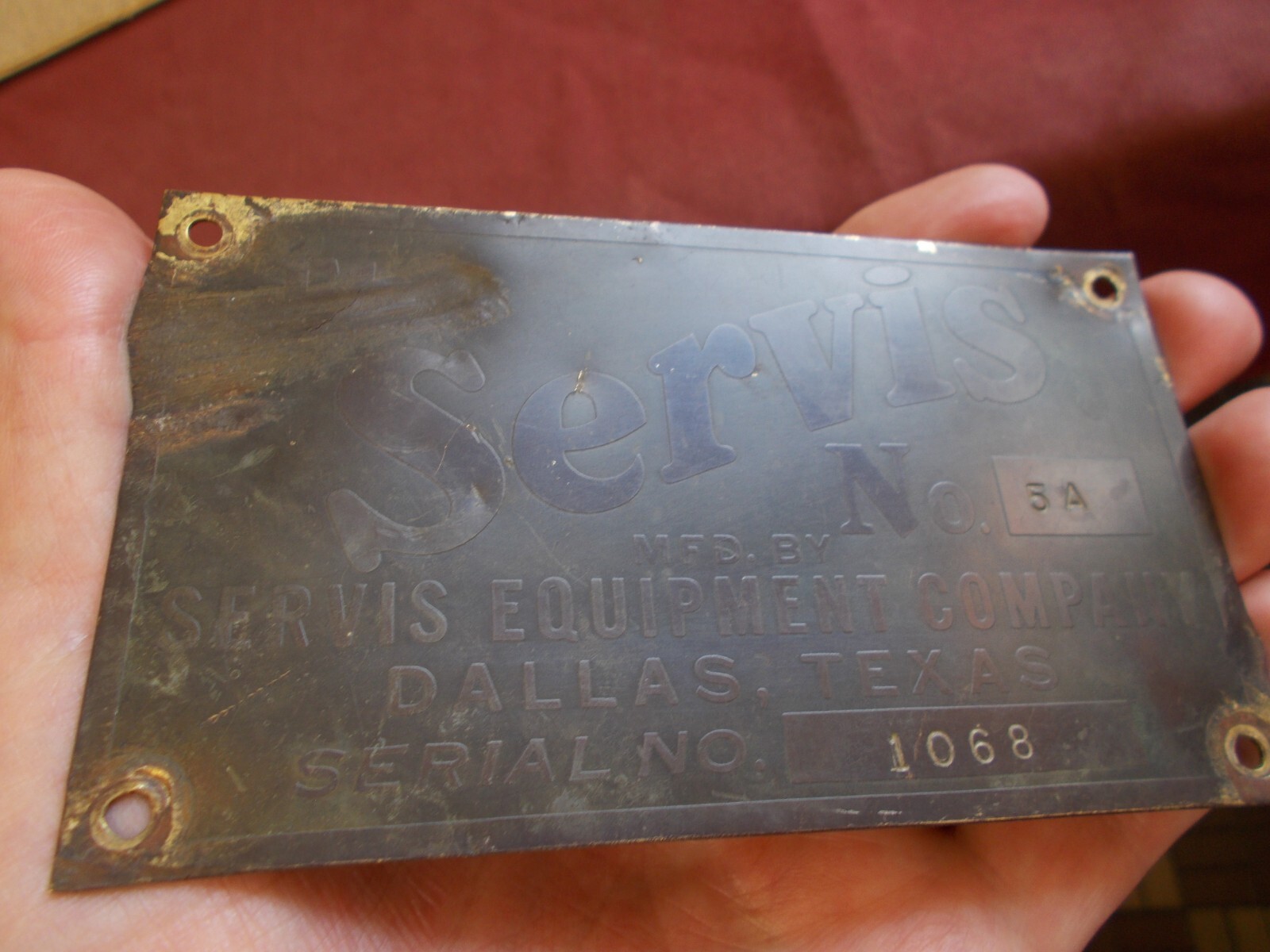 VINTAGE SERVIS EQUIPTMENT BRASS NAME MODEL/ SERIAL/ # PLATE | eBay