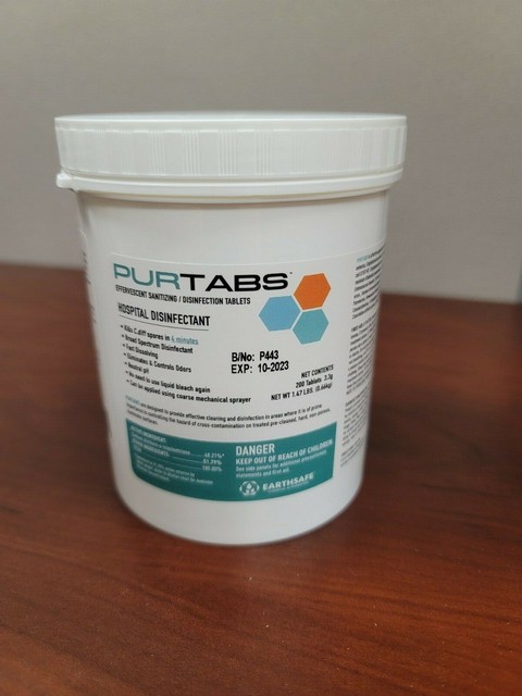 purtabs 2 Tubs of 200 3.3g Tablets Hospital Grade Viral Disinfectant ...