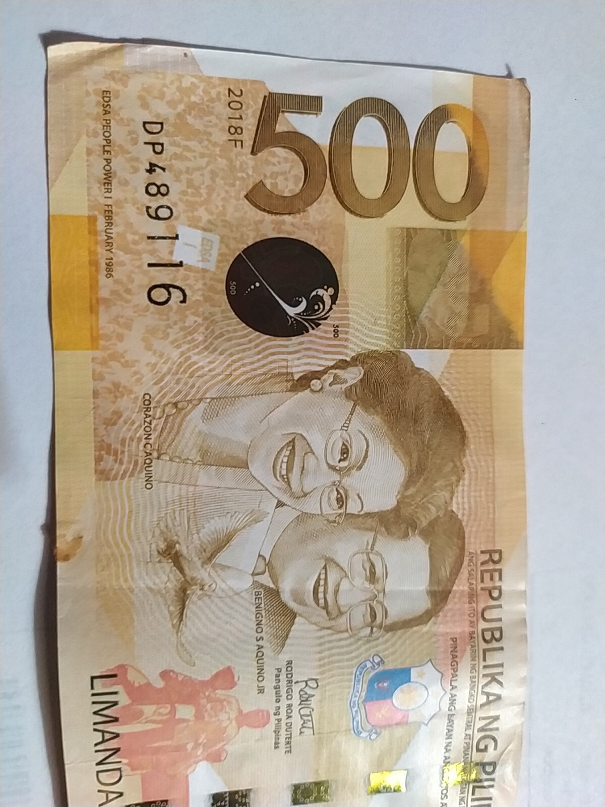 500 Philippine Peso Banknote REPUBLIKA NG PILIPINAS Limandaang Piso ...