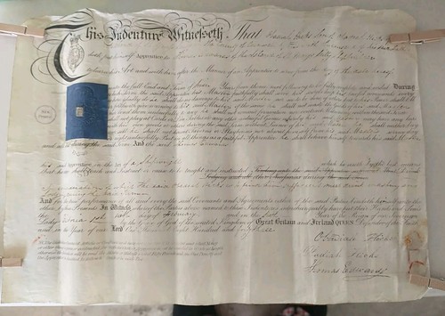 1850 British Indentured Apprentice Shipwright Contract 7 Years Rag ...