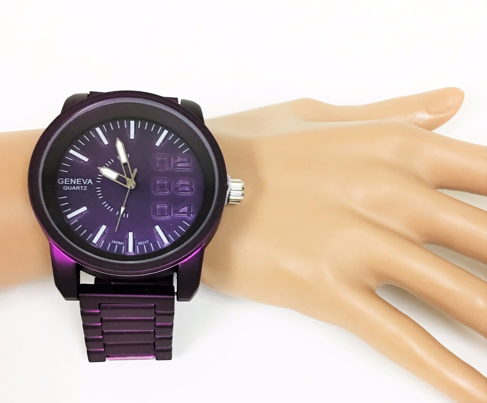 NEW GENEVA MATTE METAL HEAVY BAND,LARGE,OVER SIZE DIAL BRACELET MEN'S ...