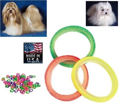 500 Dog 1/4" Grooming Hair Bands Rosin Coated Rubber Latex Top Knot ...