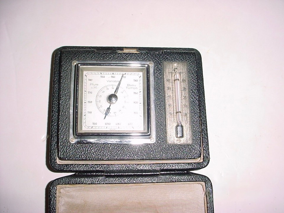 ANTIQUE LUFFT BAROMETER HYGROMETER THERMOMETER WEATHER STATION IN CASE ...
