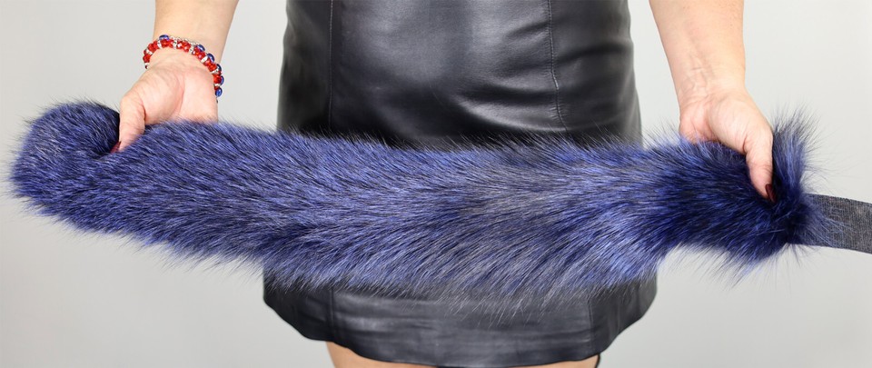 New Navy Blue Fox Fur Headband Efurs4less | eBay