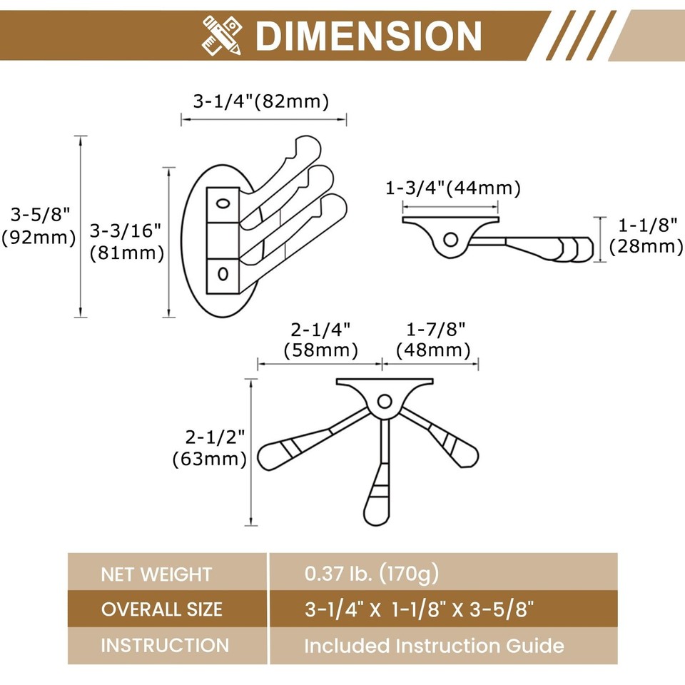 Suyar Brushed Gold Towel Hook, Metal Swivel Coat Robe Holder for ...