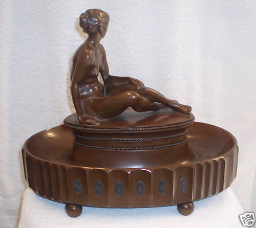 MAGNIFICENT ORIGINAL 1900s ART DECO BRONZE STATUE CENTER PIECE H.KIRSCH ...