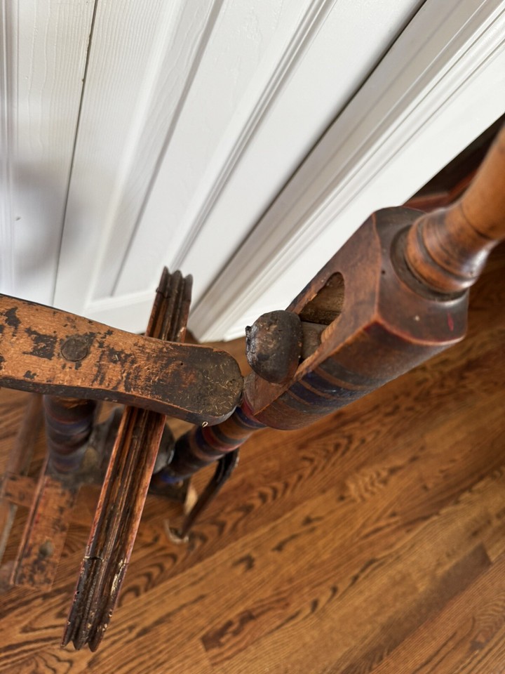 Antique Upright Castle Spinning Wheel Hand Painted Spindles One Of A ...