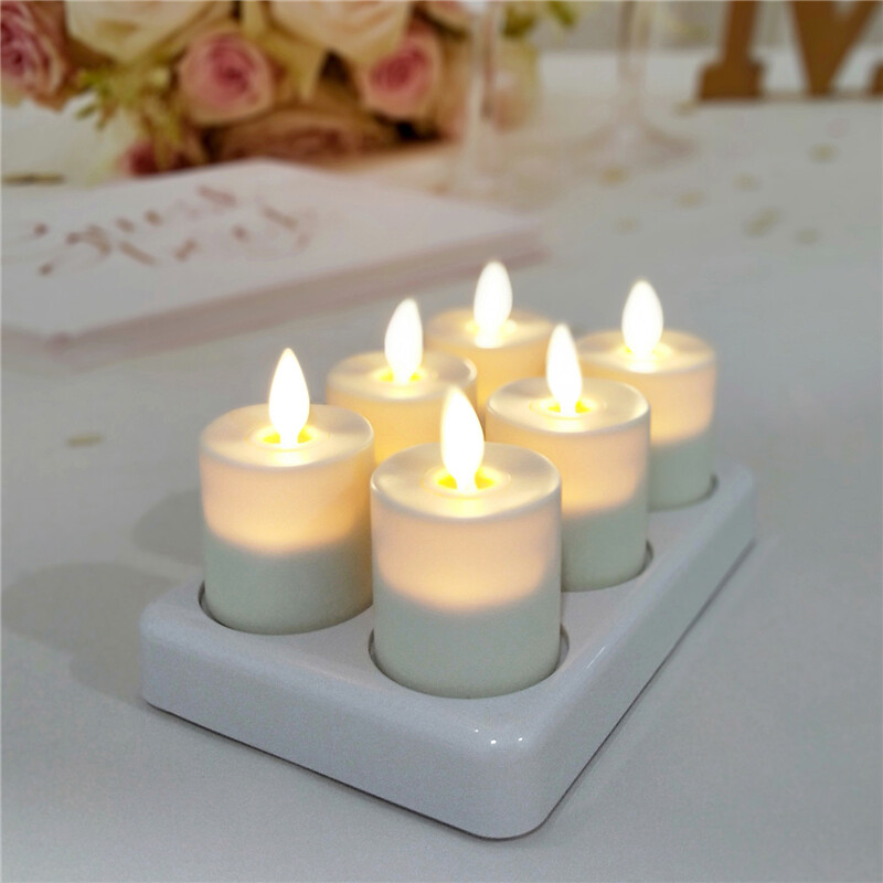 Luminara Realistic Flameless Rechargeable LED Tea Light 6 Set Ivory ...