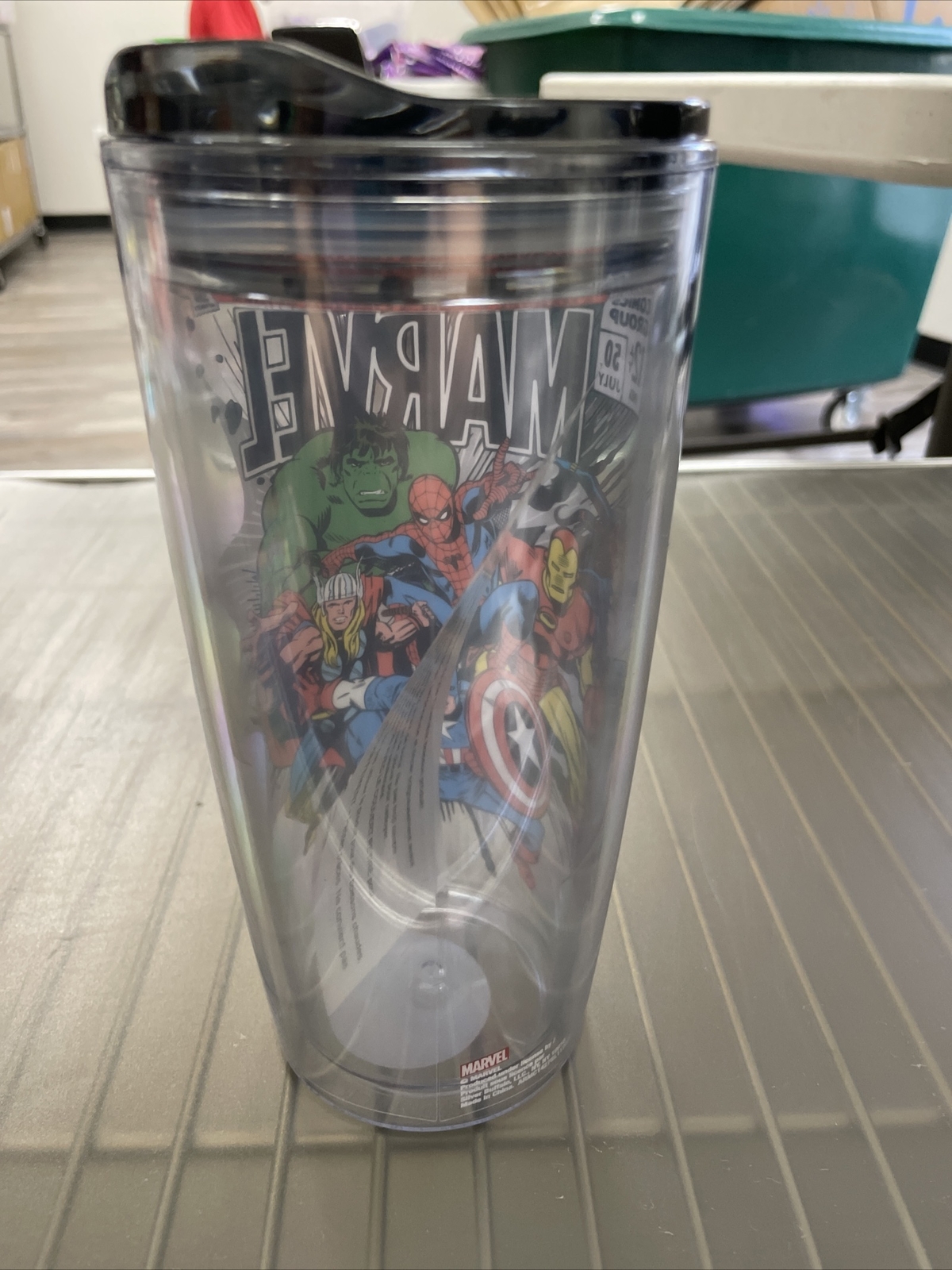 Marvel Comics Silver Buffalo insulated cup with sliding lid