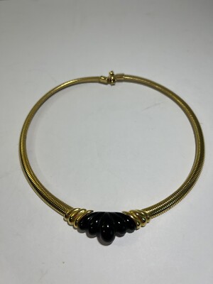 16" Choker Necklace by Napier - 14k Gold Filled / Black Bakelite | eBay