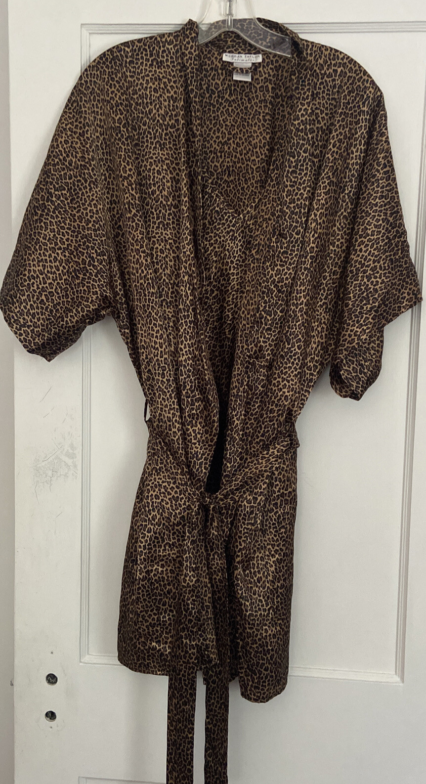Morgan Taylor Intimates Robe & Slip chemise nightgown SET Leopard Sz Sm ...