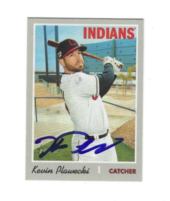 Signed KEVIN PLAWECKI Cleveland Indians 2019 Topps Heritage Card #670 w ...