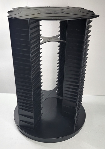 Fellowes 112 CD Disc Carousel Rotating Storage Tower Rack Black 15.5" x ...