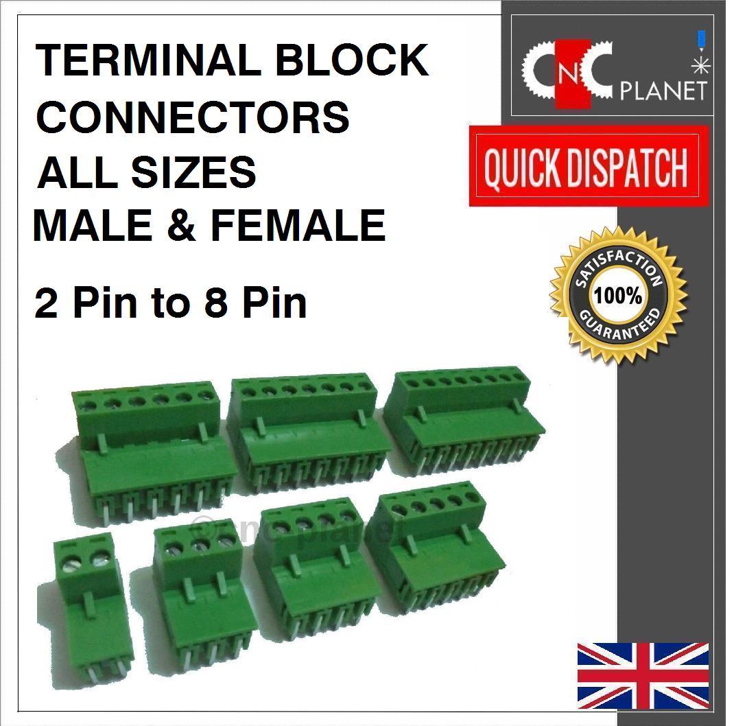 Green PCB Terminal Block Ramps Connector 5.08mm Plug-in Screw 2 3 4 5 6 ...