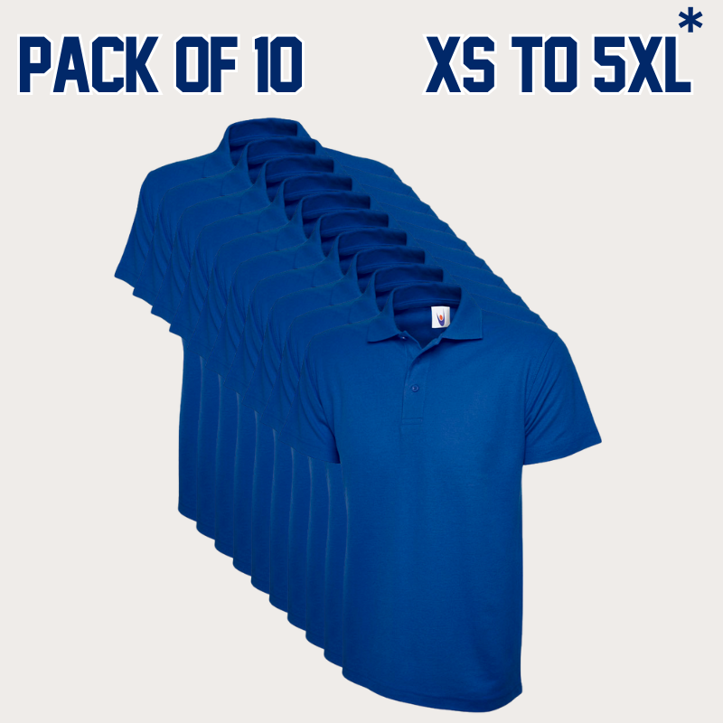 Classic Polo shirts, Uneek UC101 Unisex Polo-shirt, Pack of 3, 5 and 10 ...
