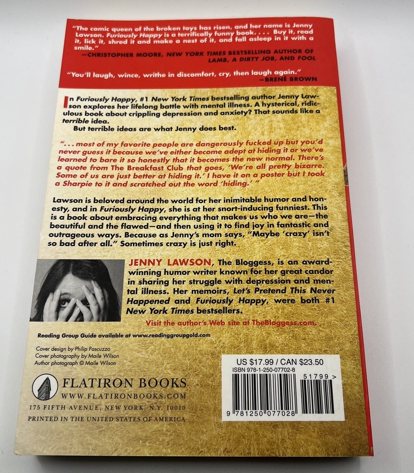 Furiously Happy paperback By Lawson, Jenny 9781250077028| eBay
