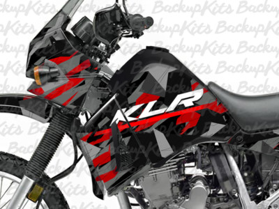 1993-2007 Kawasaki KLR650 Decals Graphics Sticker Cammo Dazzle Red ...