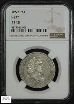 1859 Proof Pattern Judd-237 Silver Half Dollar 50C NGC PF 45 | eBay